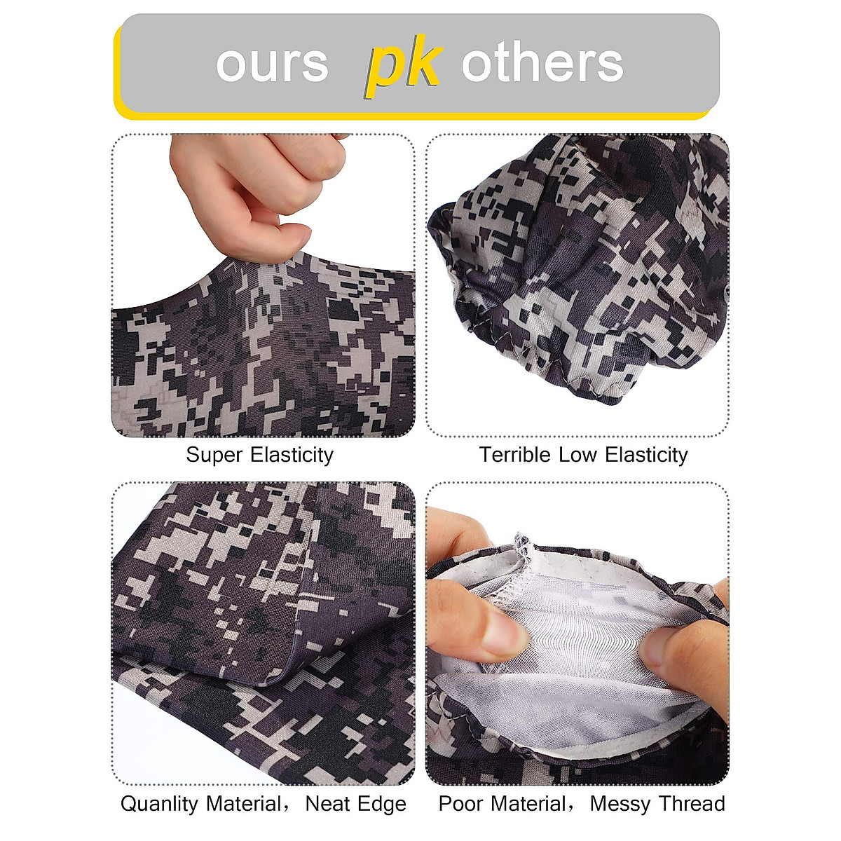 Bememo 8 Pairs UV Sun Protection Arm Sleeves Cooling Anti Slip Tattoo Cover Sleeves with Thumb Holes for Men Women(Camouflage)