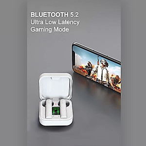 Acuvar Fully Wireless Bluetooth 5.2 Solar Rechargeable Waterproof Sweatproof Earbud Headphones with Microphone, Micro USB Power Charging LED Case Surround Stereo Bass and Passive Noise Cancelling