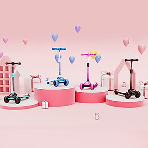 Gonex 3 Wheel Scooter for Toddler and Kids Ages 3-8, Kick Scooter for Girls Boys with Foldable Design Adjustable Height and Extra Wide Light up Wheel, Pink