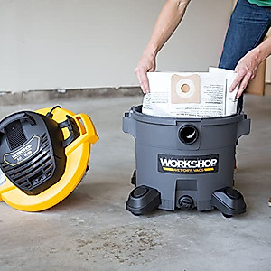 WORKSHOP Wet/Dry Vacs Vacuum WS1200VA Heavy Duty General Purpose Wet/Dry Vacuum Cleaner, 12-Gallon Shop Vacuum Cleaner, 5.0 Peak HP Wet And Dry Vacuum,Black