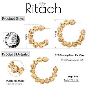 Rattan Earrings for Women Rattan Hoop Earrings Handmade Woven Straw Wicker Earrings Bohemian Statement Summer Beach Jewelry