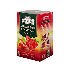 Ahmad Tea Strawberry Sensation Black Tea, 20-Count Boxes (Pack of 6)