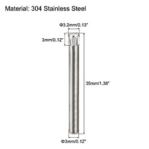 Tool parts 3x35mm 304 Stainless Steel Dowel Pins - 5Pcs Knurled Head Flat End Dowel Pin