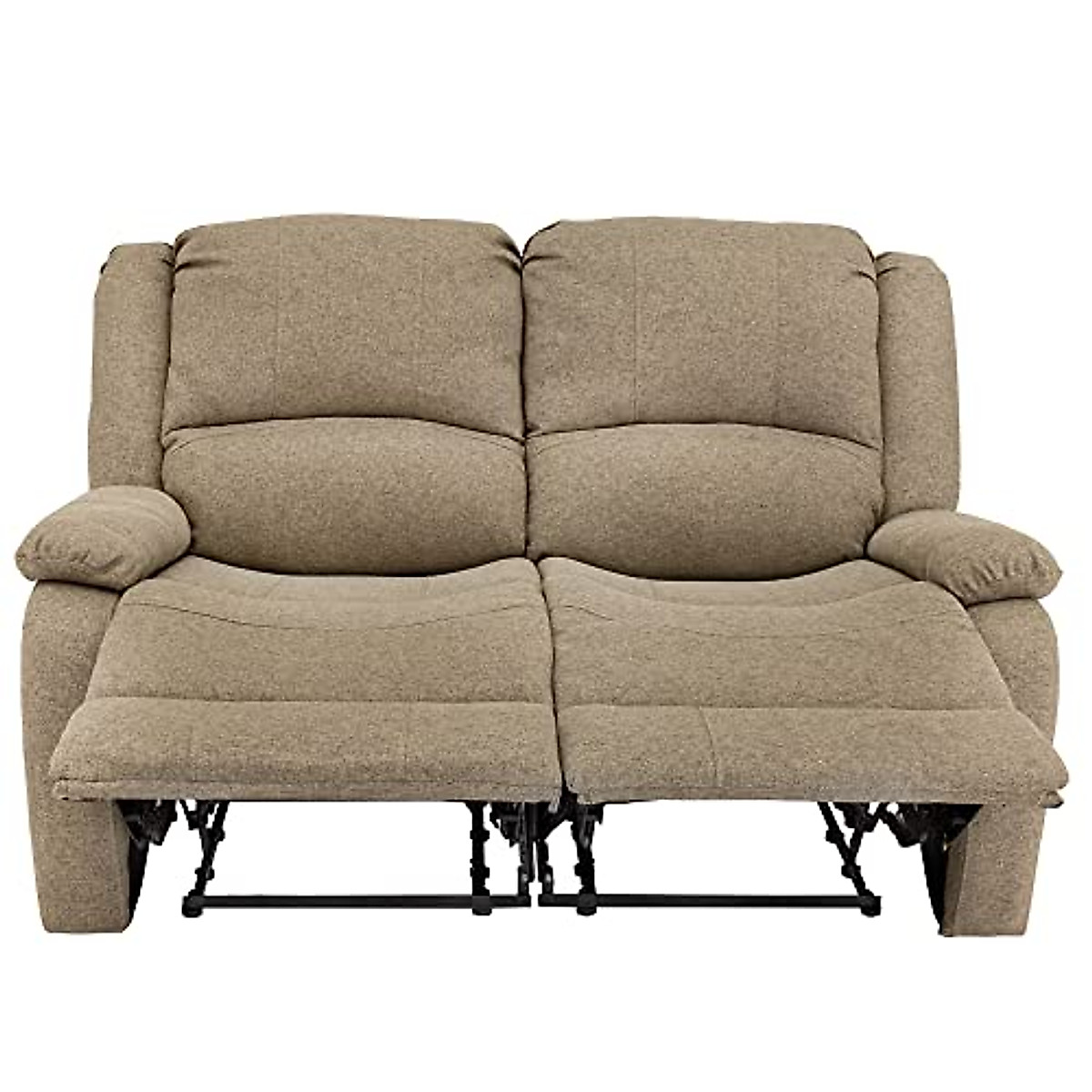 RecPro Charles 58" Double Recliner RV Sofa | Zero Wall Loveseat for Camper | Wall Hugger Couch | Fifth Wheel Theater Seating | Replacement RV Furniture | Oatmeal Cloth