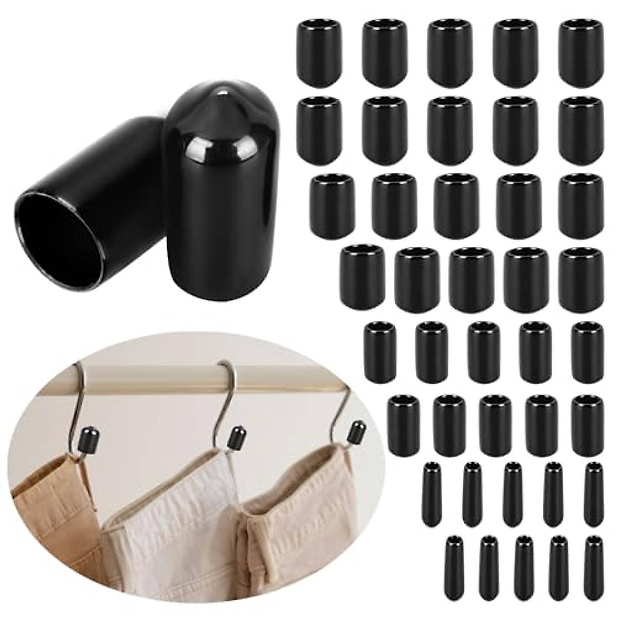 Amabro 40pcs Rubber End Caps, Vinyl Round End Caps for Screw Round Bolt Covers Caps Flexible Screw Thread Protector Caps Tube Flexible Pipe Post Bolt Cap Cover Assortment Kit 3mm/6mm/9mm/12mm
