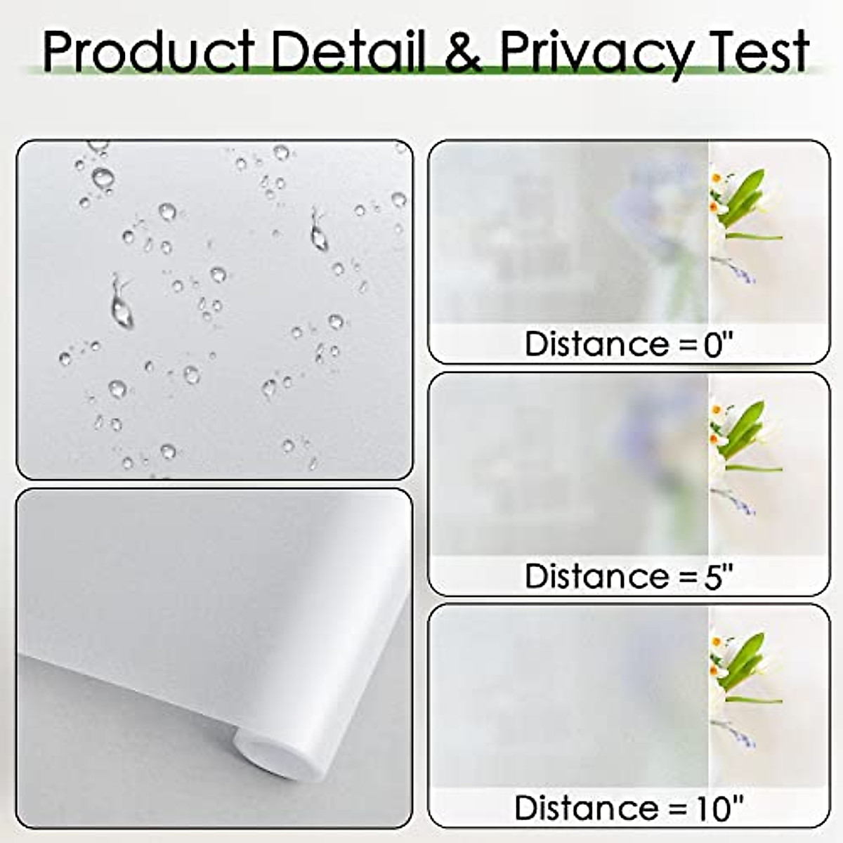 Homein Privacy Window Film, Frosted Glass Window Film for Bathroom, Non-Adhesive Static Cling Window Film Sun Blocking Reusable Decorative Door Covering for Home Office, 17.5" x 78.7"