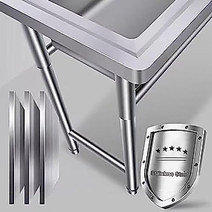 Free Standing Stainless-Steel Single Bowl Single Compartment Kitchen Sink Outdoor Sink Prep & Utility Washing Hand Basin for Restaurant Kitchen and Home(39.4 * 23.6 * 31.5in)