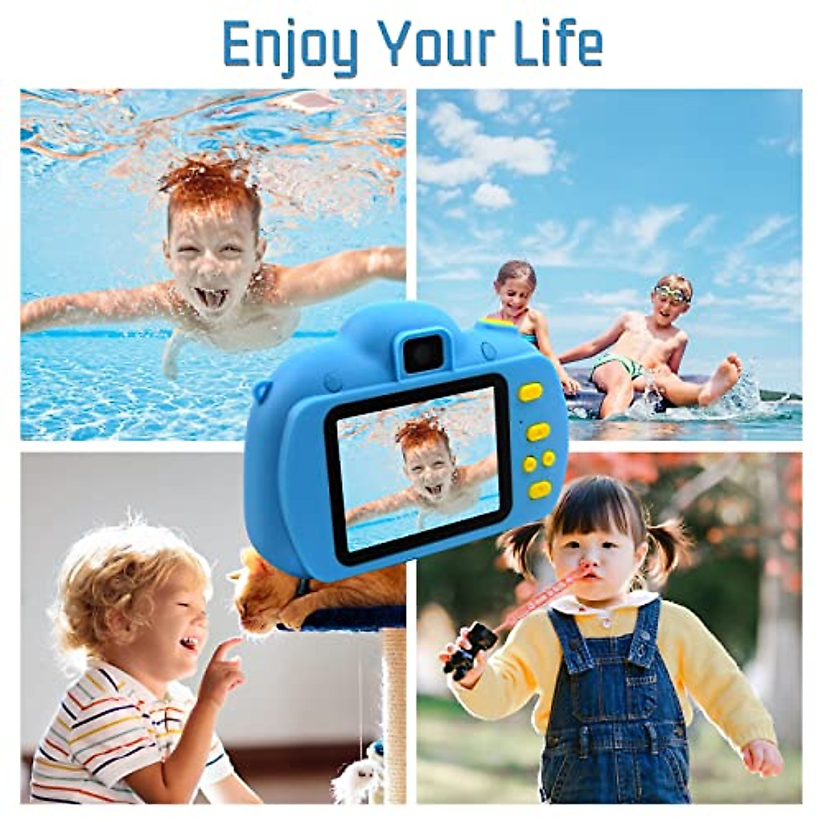 #5R26sh 2 0 Inch Cartoon Digital Camera Hd 1080P Anti Fall Front and Rear Dual Head Camera Children's Photo Toy Birthday Gift