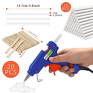 Hot Glue Gun Kit, Hot Melt Glue Gun Mini for Crafts with 20 Pcs Glue Sticks and 20 Wood Craft Sticks,Hot Mini Glue Guns with Hardshell Carrying Case for School DIY Arts, Craft, Home Repairs for Kids