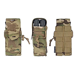 IDOGEAR Double Magazine Pouch 5.56 MM Rifle Mag Pouches Molle Double Stack camo Magazines Carrier Holder Airsoft Hunting Shooting Carry Bag (camo)