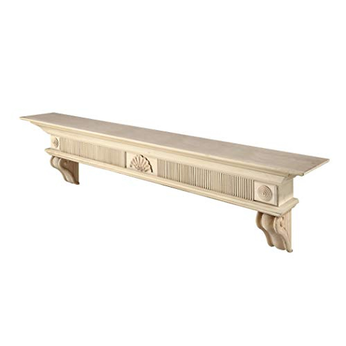 Pearl Mantels ARYB60416 Elegantly Detailed Wood Mantel Shelf, 60", Unfinished