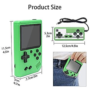 LARSEBEI Retro Handheld Game Console, 3.0-Inch Portable Video Game Console for Kids with 800 Classical FC Games，1020mAh Rechargeable Battery，Supports Two Players and Connects to TV (Green)
