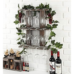 J JACKCUBE DESIGN Wine Glass Rack Wall Mounted, 12 Glassware Holder Rack Stemware Display Drying Storage For Kitchen Home Bar Decor - MK583A