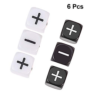 Toyvian Teacher Dice Set Math Operation Calculation Dice Minus Sign Plus Sign Dice Toys for Kids Classroom Teaching Supplies Bar Game Prop 6pcs