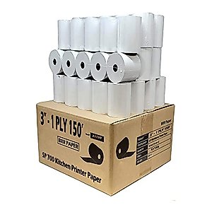 CASH REGISTER PAPER FOR STAR SP700 3" x 150' BOND (50 NON-THERMAL) POS KITCHEN PRINTER PAPER - 50 GSM NEW POS RECEIPT ROLLS FOR TMU200 SRP275