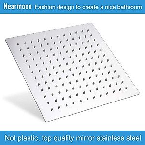 Rain Shower Head with 11’’ Adjustable Extension Arm, Large Stainless Steel High Flow Rainfall Square Shower head, Bath Shower Waterfall Full Body Coverage (12 Inch Showerhead with Arm, Chrome)