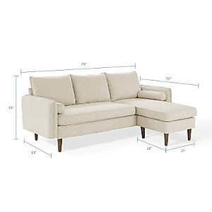 Modway EEI-3867-BEI Revive Upholstered Right or Left Sectional Sofa, Beige