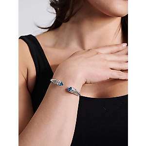 DEVATA Sterling Silver 925 and 18K Gold with Citrine and Peridot Bali Filigree Cuff Bracelet DHK3586CT (Size M)