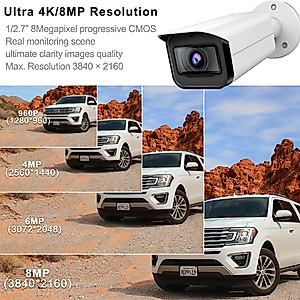 Starlight 8MP Poe Camera, 5X Optical Zoom with 196ft Night Vision, Audio Alarm in/Out Ports for Two-Way Audio Instant Alarm, SD Card Slot,WDR,IP67, 4K Security IP Camera(NO Logo)