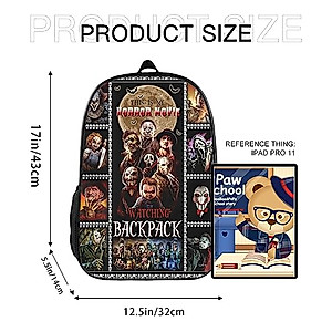 Halloween Horror Movie Backpack, Multi-Function Travel Backpack, Adjustable Shoulder Strap Backpack 17"
