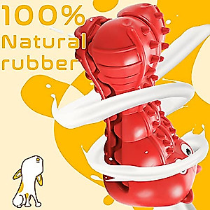 Rmolitty Squeaky Dog Toys for Aggressive Chewers, Tough Dog Chew Toys for Aggressive Chewers Indestructible Durable Dog Chew Toys for Large Medium Breed Dog with Non-Toxic Natural Rubber (Hippo-red)