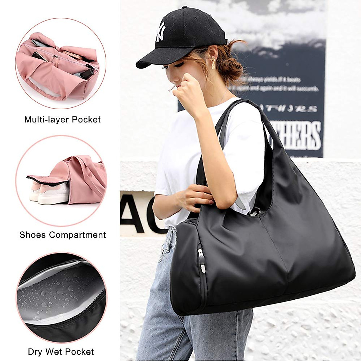 SplendoRoute Sports Gym Bag with Wet Pocket and Shoes Compartment Travel Duffel Bag for Women and Men