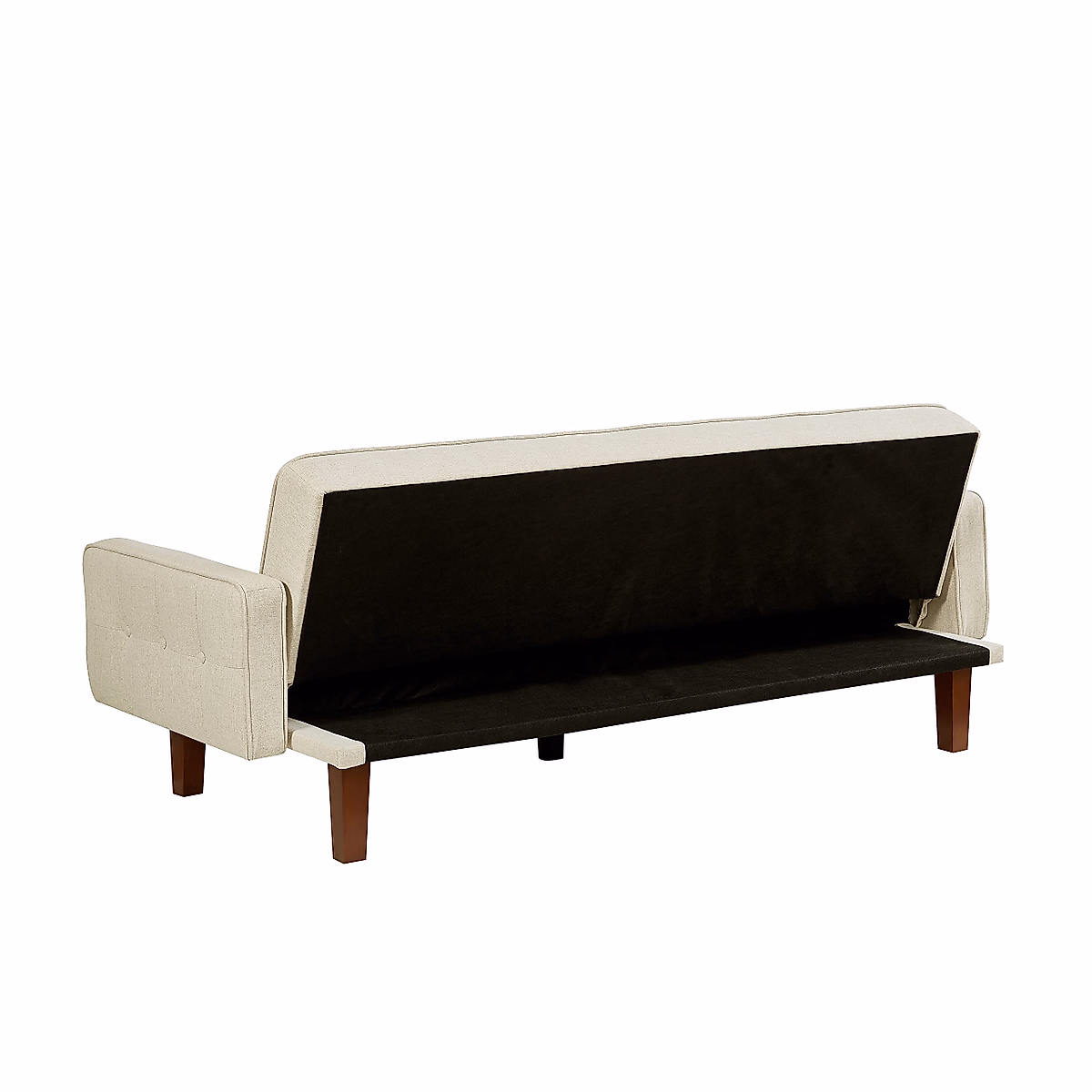 XGWIHLO Linen Fabric Futon Sofa Bed, Small Loveseat, Modern Sofa Couch Adjustable Backrests, Couches for Living Room, Small Space, Bedroom, Apartment (Beige)