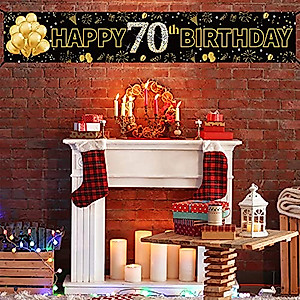 Pimvimcim 70th Birthday Banner Backdrop Decorations for Women Men - Gold Happy 70 Year Old Birthday Party Supplies - Happy Seventy Birthday Party Sign Decor for Outdoor Indoor