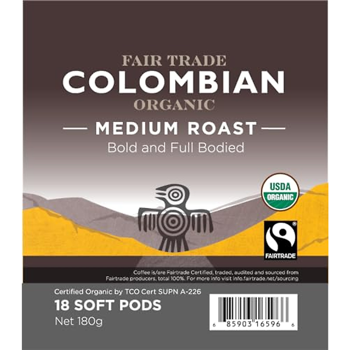Wolfgang Puck Coffee, Colombian Organic Fair Trade, 9.5 Gram Soft Pod, 18 Count (Pack of 6)