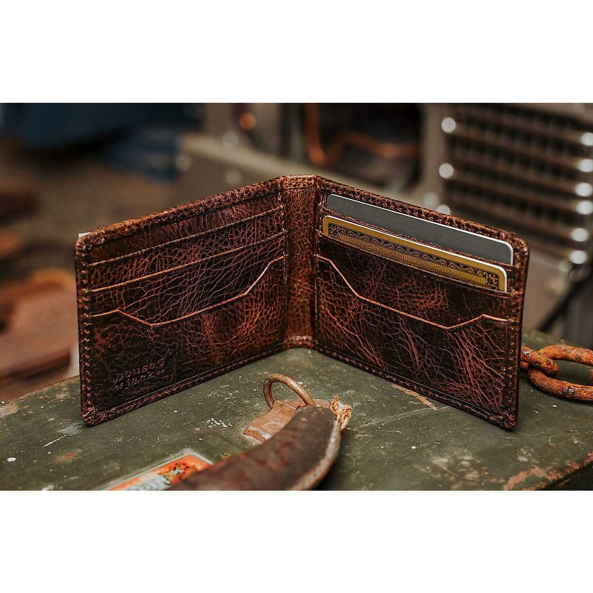 House of Jack Co. DEACON Bifold Front Pocket Wallet | Slim Money Clip Wallet For Men | Exterior ID Window | Full Grain Leather Men's Wallet