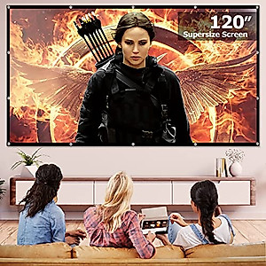 YOWHICK Projection Screen 120 inch, 16:9 Foldable Anti-Crease Portable Projector Movies Screens for Home Theater Outdoor Indoor Support Double Sided Projection, Washable