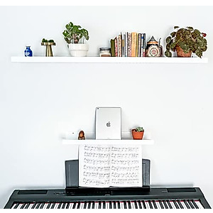 DIY CARTEL Made in USA Floating Metal Wall Shelf Picture Ledge - USA Manufactured Steel - Industrial Heavy Duty Modern Farmhouse Rustic Designed Shelf (48in White)