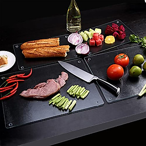 Murrey Home Tempered Glass Cutting Boards for Kitchen Dishwasher Safe, Rectangle Chopping Board with Rubber Feet, Small Frosted Countertop Tray, Heat Resistant, Non-Slip 15.7"x11.8"