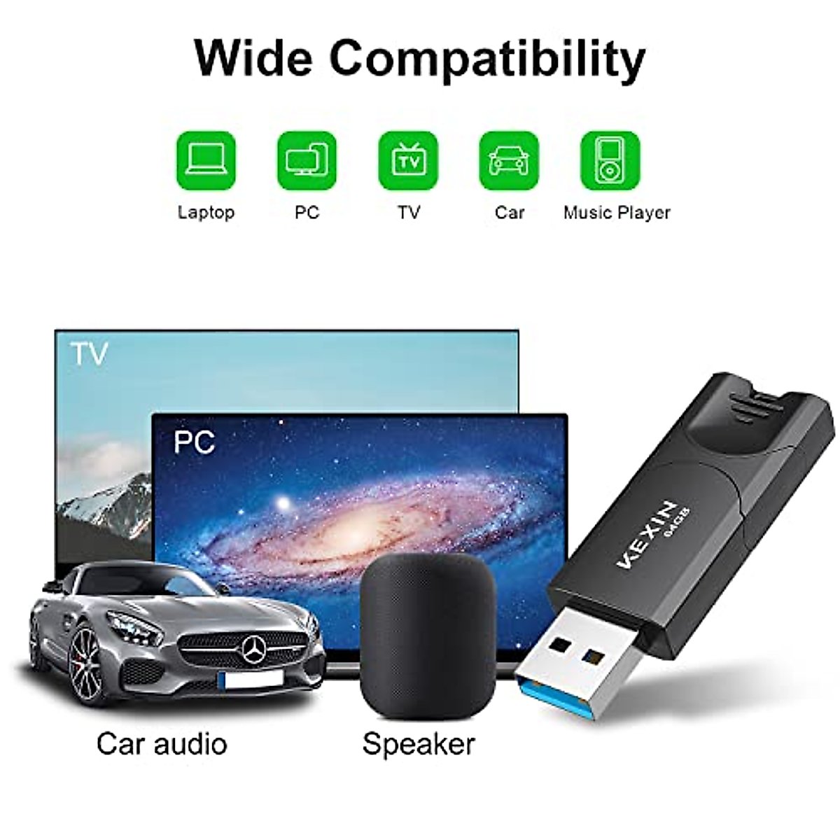 KEXIN Flash Drive 64GB USB 3.0 Flash Drive Thumb Drive 64 GB USB Drive Bulk Jump Drive 64G Memory Stick Jump Drive with LED Light for Data Storage Black 3 Pack