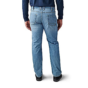 5.11 Tactical Defender-Flex Straight Jeans, Mechanical Stretch Fabric, Classic Pockets, Style 74477 Long Classic Pants, 44Wx30L, Dark Wash Indigo