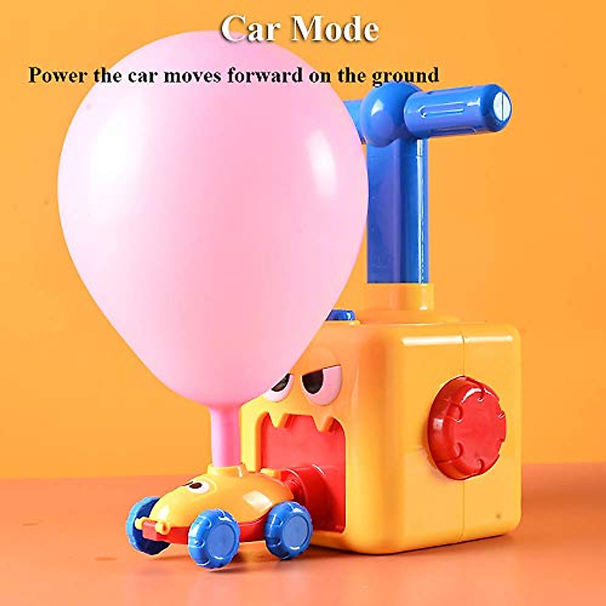 NEXTAKE Balloon Powered Car Inertial Power Vhicle Balloon Power Racer Launcher Rocket Spaceman Educational Scientific Experiment Toy Vehicle Toy for Kids with 12 Balloons (with Yellow Launch Pad)