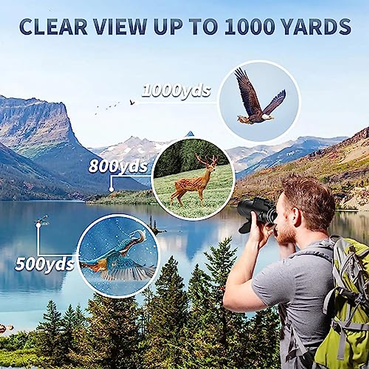 80x100 Monocular Telescope, Eullsi HD Monocular for Adults with Smartphone Adapter & Tripod, Compact Monocular for Bird Watching Hiking Camping Hunting Wildlife Travel (Black)