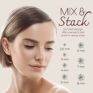 Solid 14k Yellow Gold Solitaire Round Cubic Zirconia CZ Stud Earrings with 14k Gold Butterfly Push Backings (4mm)