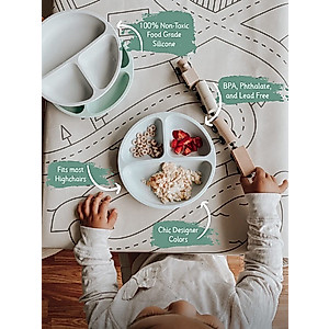 Ullabelle Silicone Plates for Toddlers | 3 Pc Set | Skid Proof & Unbreakable | Divided Baby Plates | BPA Free, Non-Toxic | Dishwasher & Microwave Friendly | Kids Plates with Dividers (Beige)