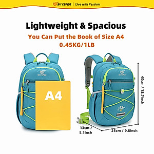 SKYSPER Kids Backpack 12L Children School Bag Child Boy Girl Outdoor Travel Pack Ages 4-8 for Day Trips Classes Camping(Teal)