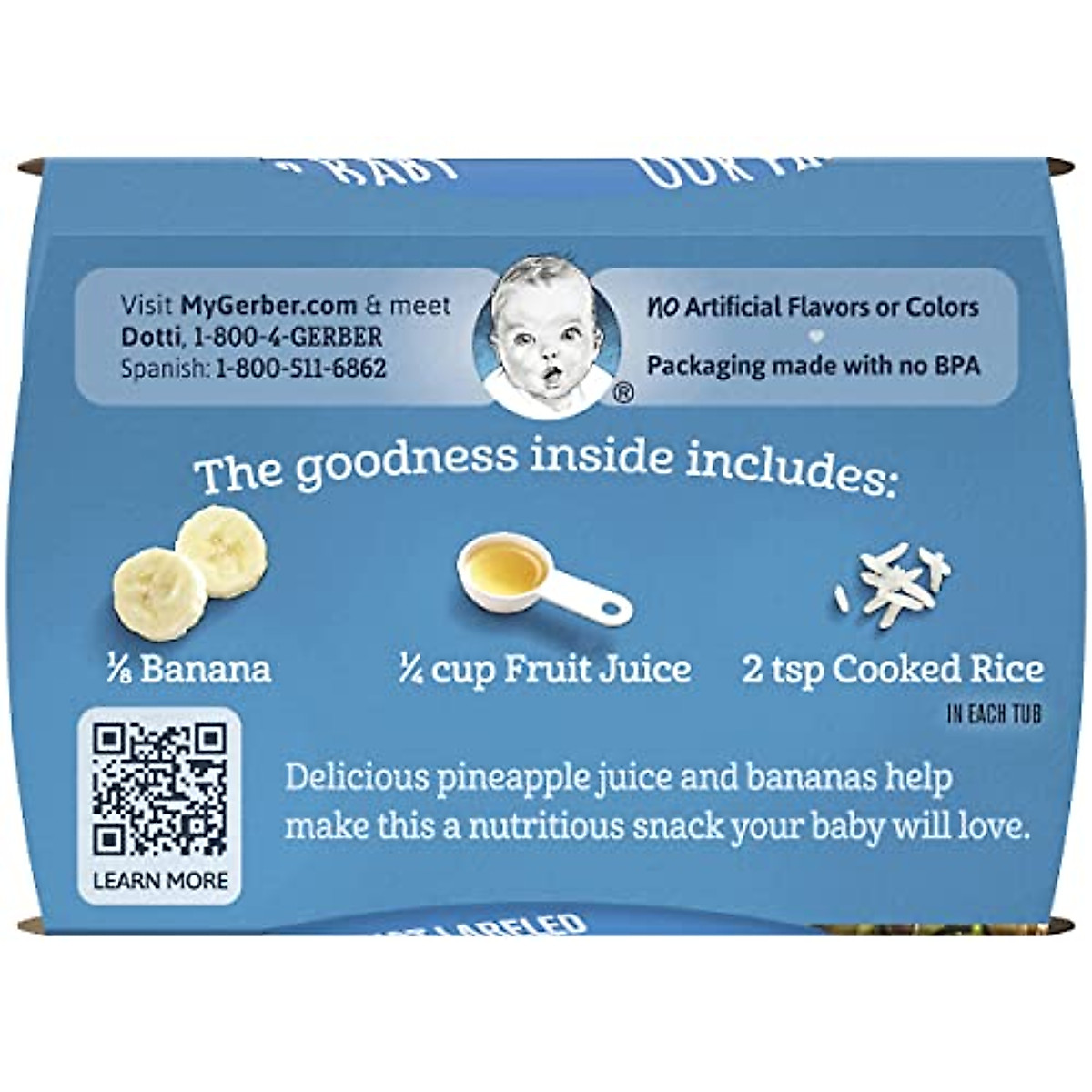 Gerber 2nd Foods Baby Food Tubs, Hawaiian Delight, Creamy Juice & Fruit Blend, 4-Ounce Tubs, 2 CT Per Pack (Pack of 8)