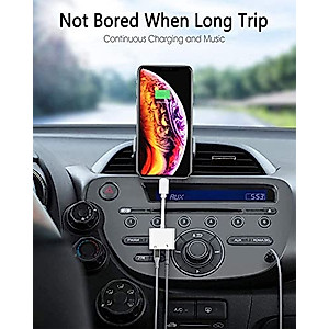 Headphone Adapter for iPhone [Apple MFi Certified], 2 in 1 Lightning to 3.5mm AUX Audio Dongle Charger Splitter Compatible with iPhone 14/13/12/11/XS/XR/X/8/7/iPad, Support All iOS System