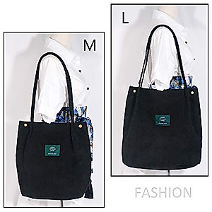 Eflying Lion Corduroy Tote Bag Aesthetic Large Tote Bag with Interior Pockets for School Work