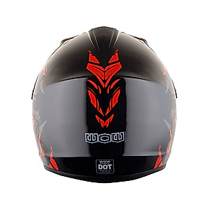 WOW Youth Kids Motocross BMX MX ATV Dirt Bike Helmet Dragon Dianasour Red + Goggles + MG Youth Red Glove Bundle