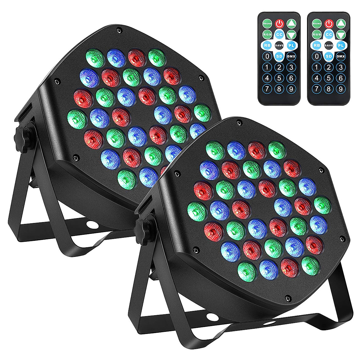 Litake 36 LED Stage Lights,Sound Activated DJ Par Stage Uplights Packages,RGB DJ Party Lights Remote & DMX Controlled, DJ Uplighting for Events Festival Party Church Concert,2 Packs