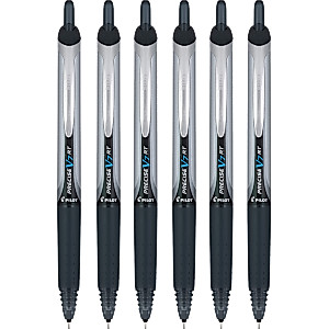 Pilot Precise V7 RT Retractable Rolling Ball Pens, Fine Point, Black Ink, 6 Pack