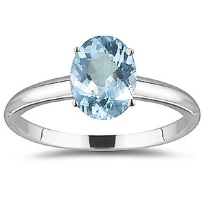 Vogati 0.75 Cts Aquamarine Solitaire Ring in 14K White Gold-10.0