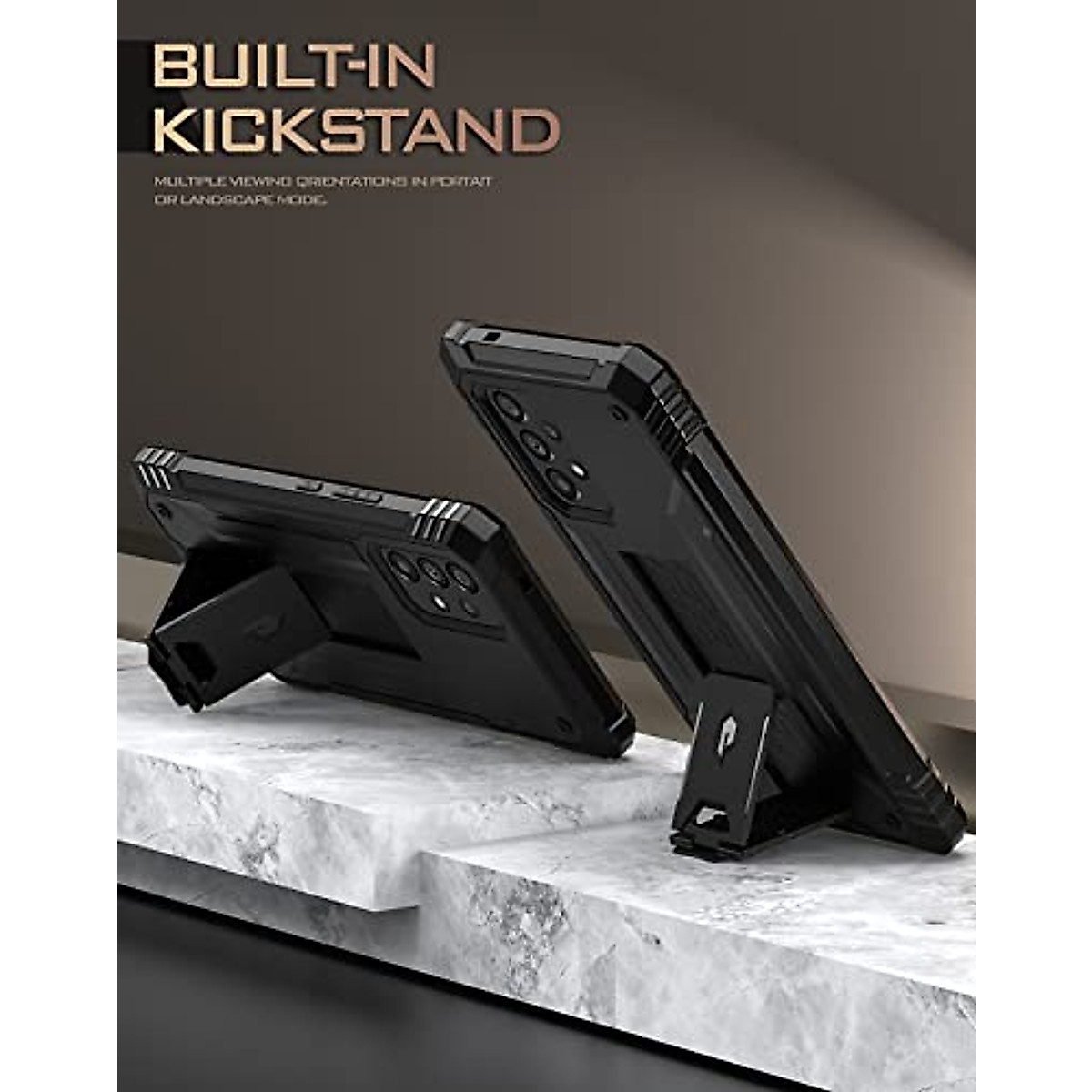 Poetic Revolution Case for Samsung Galaxy A53 5G (2022), Built-in Screen Protector Work with Fingerprint ID, Full Body Rugged Shockproof Protective Cover Case with Kickstand, Black