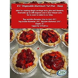 KitchenDance Disposable Aluminum Deep Tart Pan - 4 1/4 Inches Round Aluminum Foil Pans for Fruit Tarts, Individual Desserts - Baking Pan Perfect for Baking, Cooking, Preparing Food - 425, 500 Count