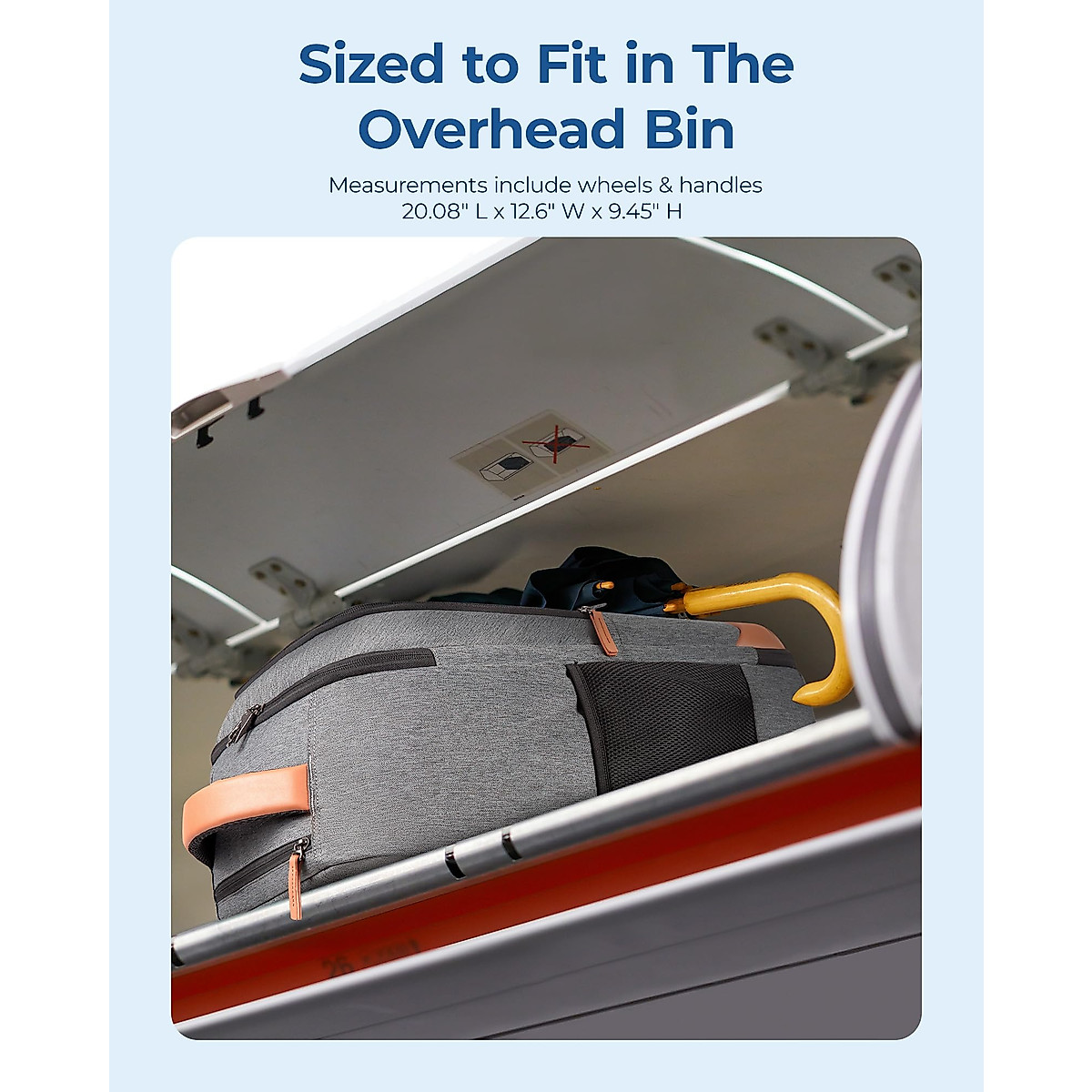 BAGSMART Rolling Travel Backpack, Water-Resistant Travel Laptop Backpacks with Wheels for Adults, 17 Inch Large Roller College Backpack Luggage Carry on with 2 Packing Cubes, Gray